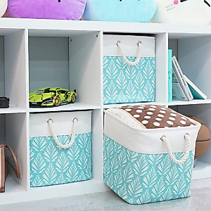 Cozyaver Storage Baskets Fabric Basket,13x13x13 inch Storage Containers for Bedroom Decor Book Shelves Organizer(Blue forest, Large 3 Pack)