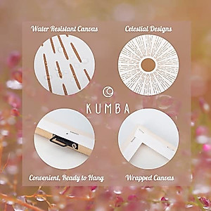 Boho Wall Art Set Of 3 Decor. Ready To Hang Framed Sun and Moon Phase Canvas Prints For Bedroom Living Room Bathroom Office. Minimalist Mid Century Modern Decor Bohemian Large 12"x16"