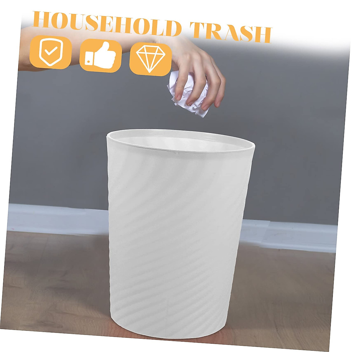 CHILDWEET Bedroom Trash Can with Simple Style Capacity PP Material Home Office Waste Basket