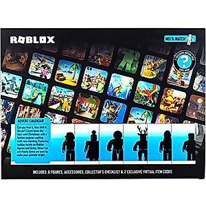 Roblox 2024 Holiday Advent Calendar for Kids, 24 Day Gift Playset - Toy Set Includes 6 Figures, 18 Accessories, 2 Redeemable Codes & More - 30 Pieces Total - Christmas Gift for Boys & Girls Ages 6+
