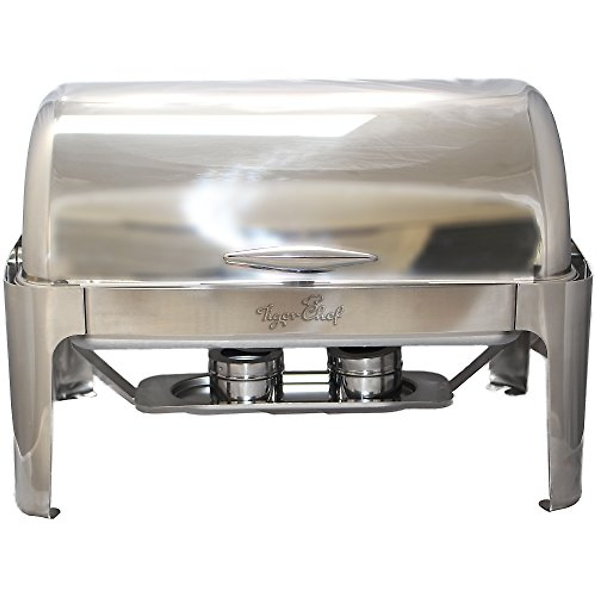 Tiger Chef Chafing Dish Buffet Set - Stainless Steel Chafer - Roll-Top Chaffing Dishes 8 Quart and Plastic Salad Tong - Chafer and Buffet Warmer Set