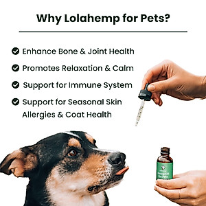 Lolahemp Hemp Oil for Dogs & Cats - Made in USA at Family Farm - Natural Hemp Oil for Joint Support, Promoting Mobility, Relieving Discomfort and Calming Supplement for Promoting Relaxation