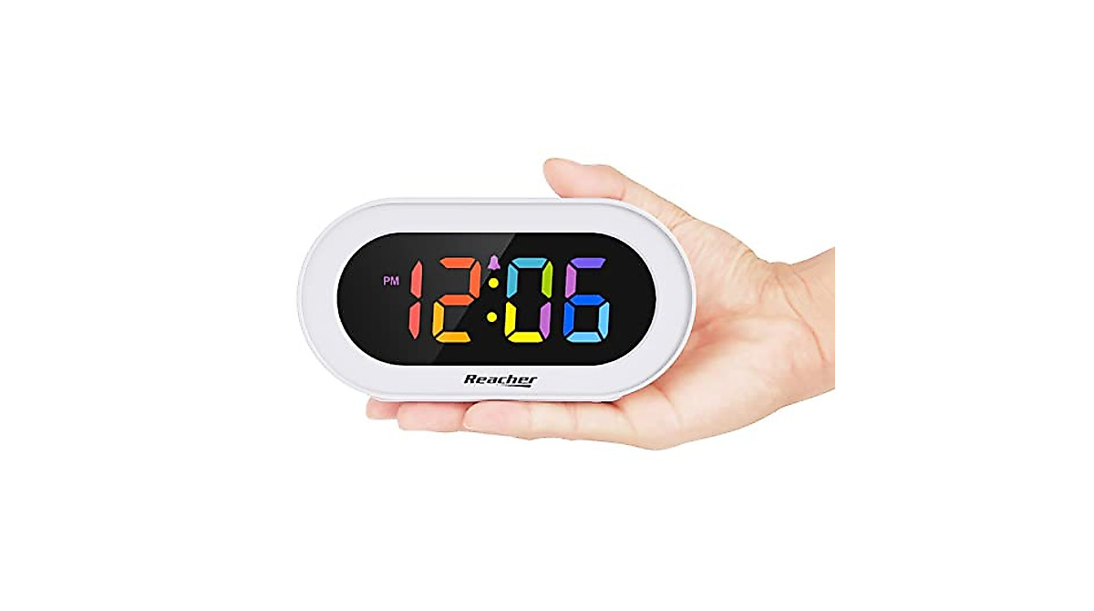 REACHER LED Digital Alarm Clock with Brightness Dimming & Snooze