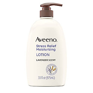 Aveeno Stress Relief Moisturizing Body Lotion with Lavender Scent, Natural Oatmeal to Calm & Relax, Non-Greasy Daily Stress Relief Lotion, 33 fl. oz