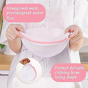 Jeffdad 3 Pack Bra Washing Bag For Laundry, Mesh Wash Bag For Bras with Zipper, Women Lingerie Bags Wash For Washing Delicates(Pink Green Grey)