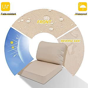 AAAAAcessories Outdoor Deep Seat Cushions for Patio Furniture, Waterproof Replacement Patio Chair Cushions, 25.5 x 25.5 x 5 + 25.5 x 19 Inch, Beige