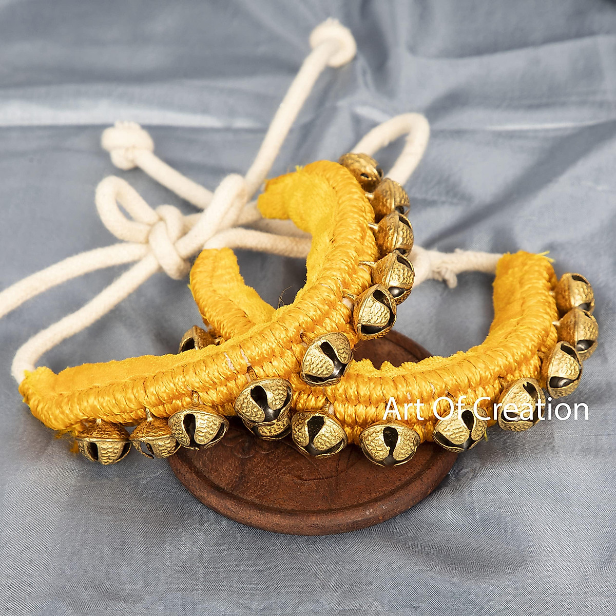 Art Of Creation Kathak Dancing Ghungroo Anklet Pair Yellow 1 line Indian Classical Dancers Musical Instrument Bharatnatayam Ghungru (Yellow) 20 Bell