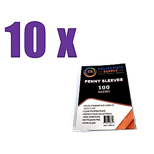 10 Pack Collectible Supply Penny Sleeves 100 Ct. Standard Size (1000 Total Sleeves) Trading Gaming Card Storage & Protection