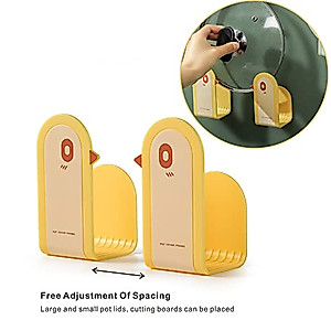 SLJianLu 6 Pcs Pot Lid Holders Wall Mount Pot Lid Organizers Self Adhesive Pan Cover Racks for Kitchen Wall Cabinet Door