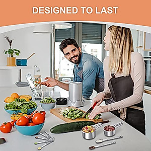 Measuring Cups and Spoons Set, 7 Stainless Steel Nesting Measuring Cups & 7 Spoons, 1 + Leveler & 5 Mini Measuring Spoons, Kitchen Measuring Spoons and Cups for Cooking & Baking, Set of 20