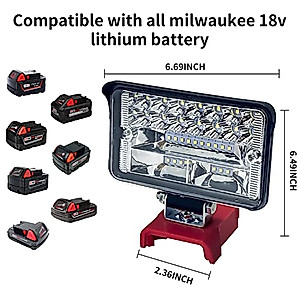 108W Super Bright Work Light Adjustable LED Cordless Work Light for Milwaukee, Compatible with Milwaukee 18V Lithium Batteries, 5400LM for Outdoor Camping Garage Construction Vehicle Lighting