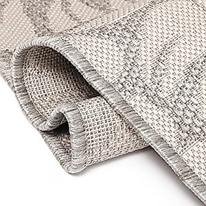 Sherloom Modern Bohemian Floral Indoor Outdoor Area Rug Weather Resistant Outdoor Carpet for Porch Deck Balcony Backyard Patio Rug 5x8 Gray