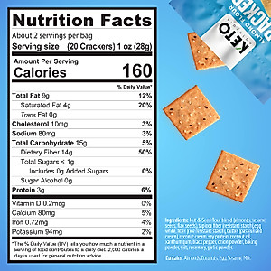 Keto low carb crackers (Sea Salt) Keto friendly zero carb no sugar added gluten free (3 Packs) almond flour crackers absolutely gluten free healthy snacks for adults and kids paleo friendly