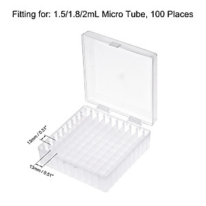 uxcell Centrifuge Tube Freezer Storage Box 100 Places Waterproof Polypropylene Lockable Cryogenic Holder Rack for 1.5/1.8/2ml Microcentrifuge Tubes Vials Samples, White