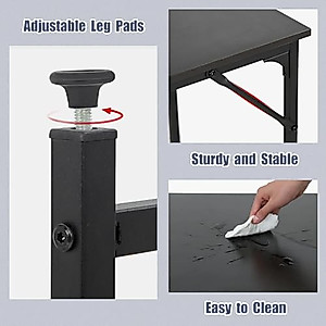 PIKAQTOP 47 inch Computer Desk Gaming Desk Multi-Function Writing Table Student Art Modren Simple Style PC Wood and Metal Desk Workstation, Black