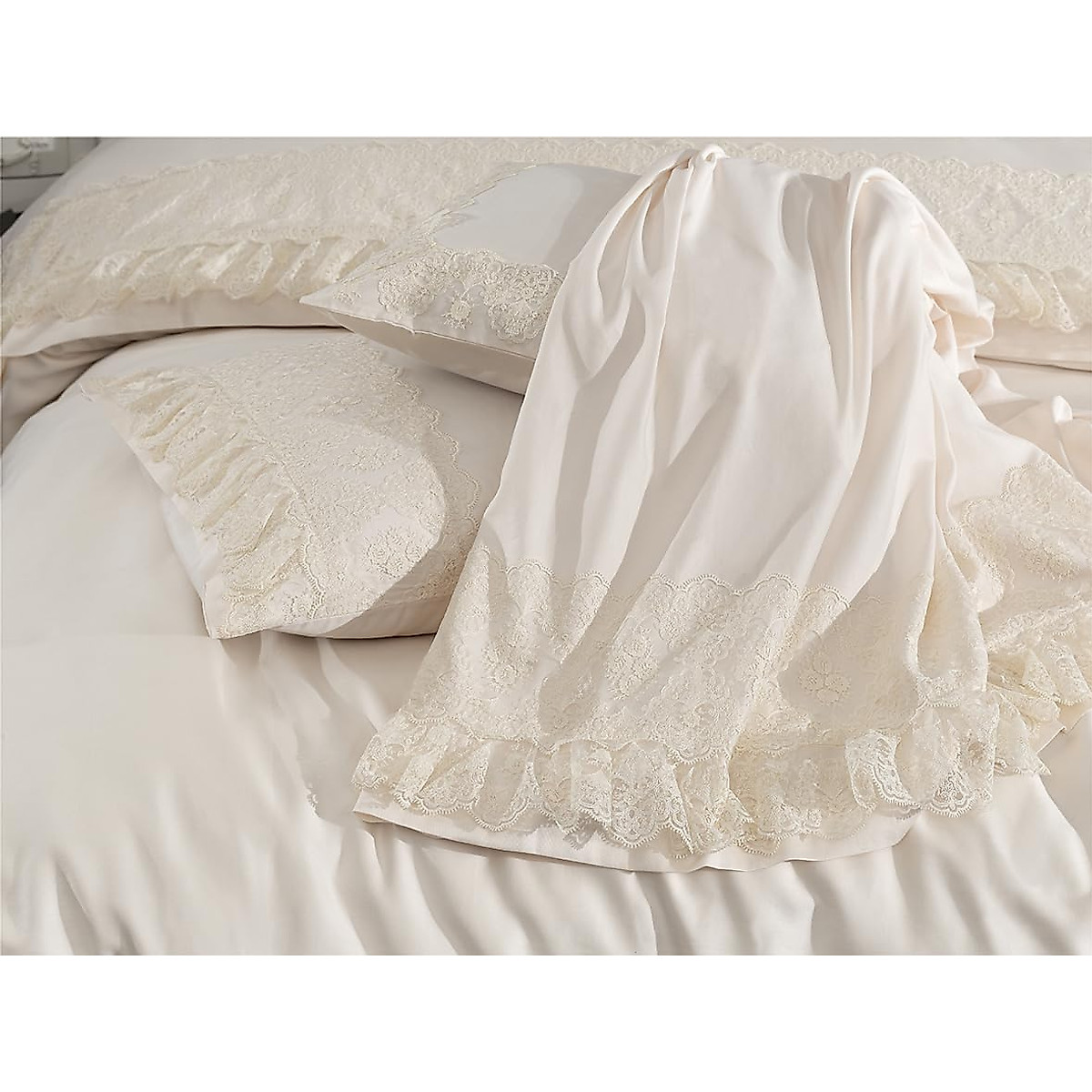 Royaltexta- 100% Organic Bed Sheets California Queen Sheet Set, Bedsheets, 8 Piece Set, Solid Crisp Percale Weave Sheets, Hotel Like Sheets, Deep Pocket Sheets (Fits Upto 15" Mattress)