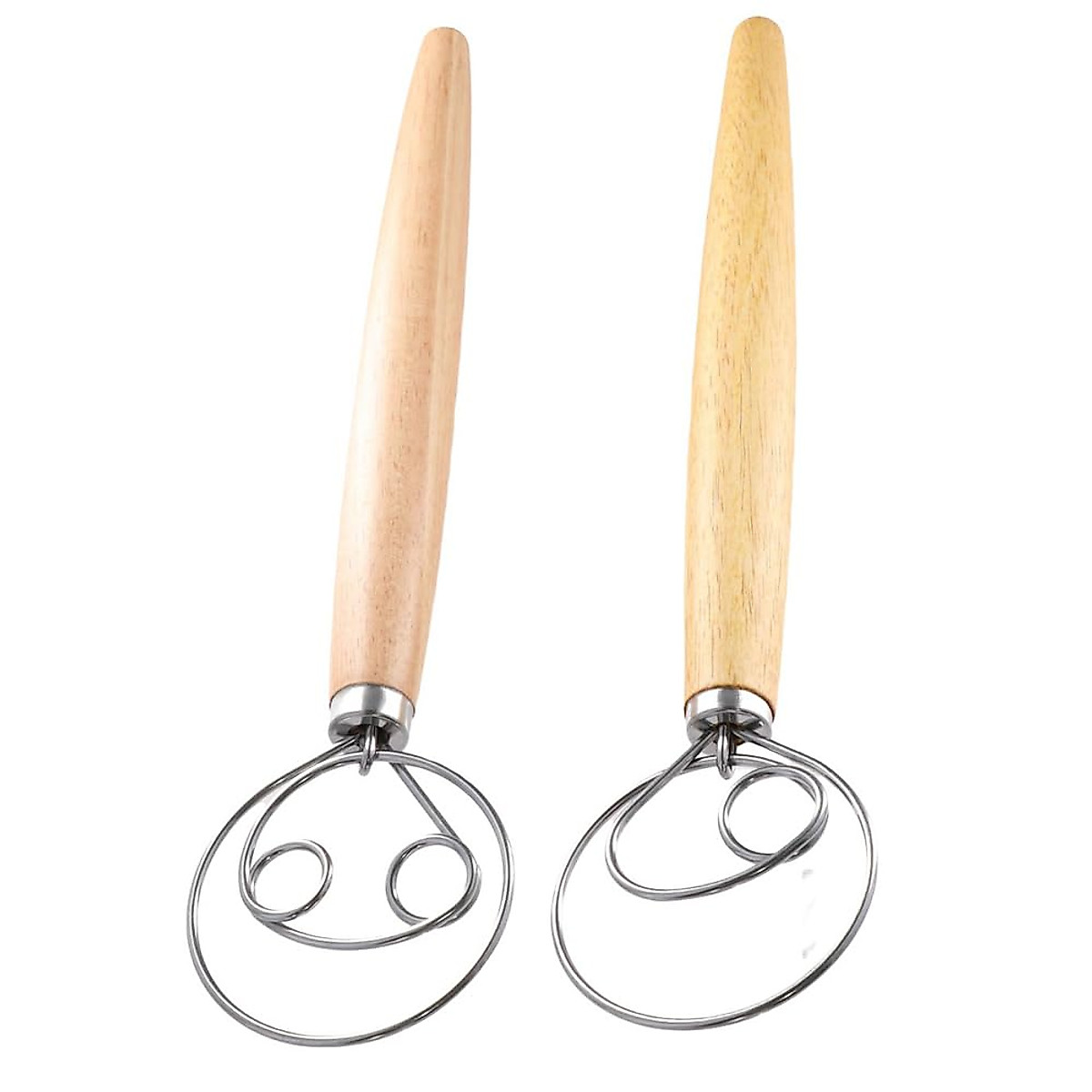 Vctitil 4Pcs Dough Whisk Bread Mixer&Egg Whisk Kits,Bread Making Tools Set,Dutch Whisk,Hand Rotary Whisk,with a Dough Scraper,Ideal for Baking,Pastry(4pcs)