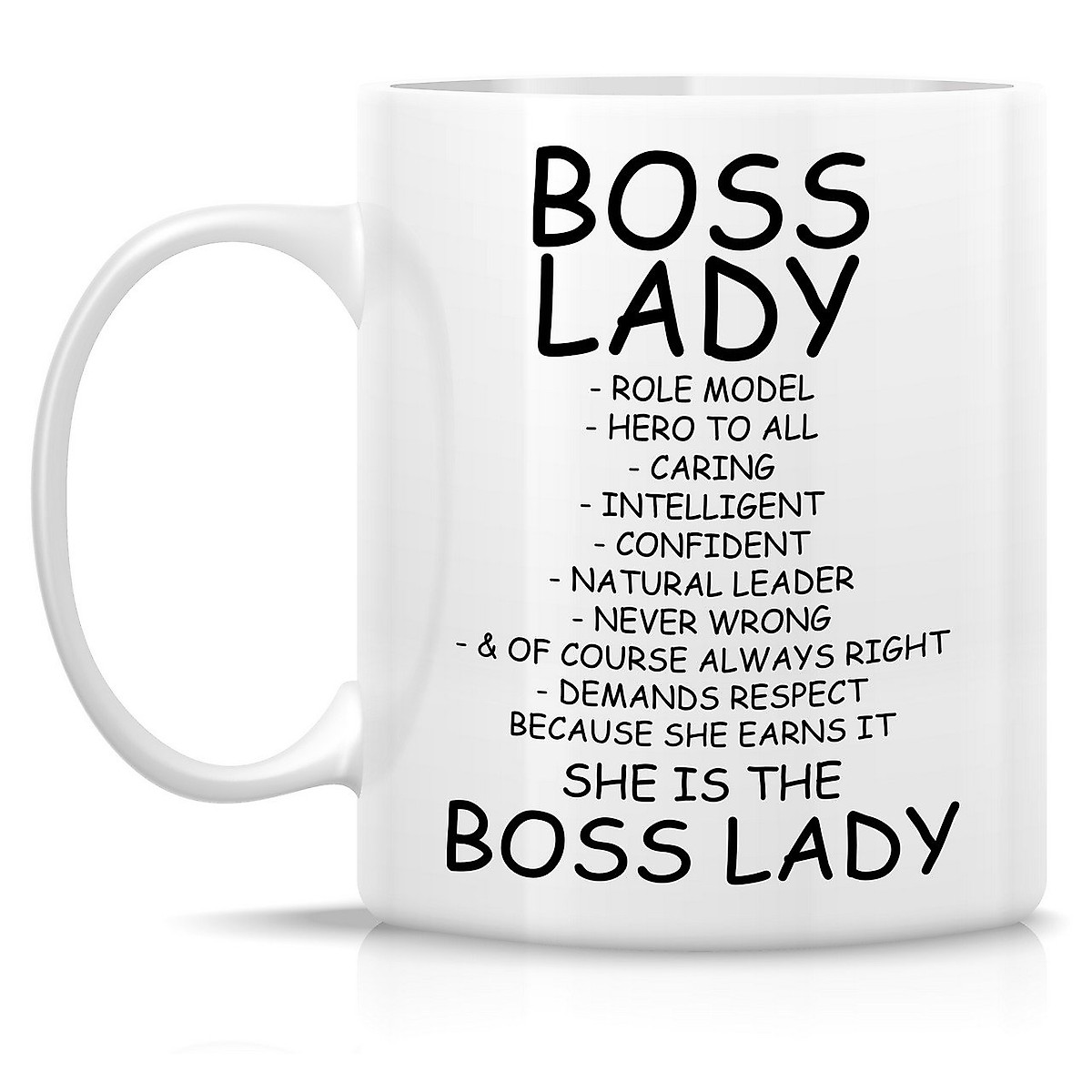Retreez Funny Mug - Boss Lady Role Model Caring Description 11 Oz Ceramic Coffee Mugs - Funny, Sarcasm, Motivational, Inspirational birthday gifts for friends, coworkers, employer, siblings, dad, mom