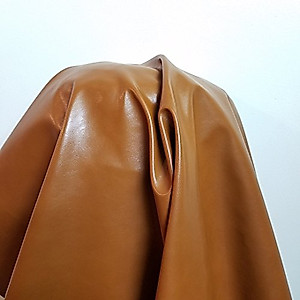 Tan Cognac Faux Leather Synthetic Pleather 0.9 mm Omega Calf Smooth Nappa 1 Yard 54 inch Wide x 36 inch Long Soft Smooth Vinyl Upholstery (Mid Brown) (1 Yard)
