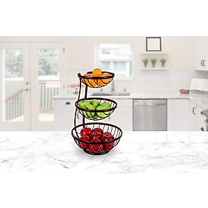Spectrum Diversified Ashley Arched 3-Tier Server for Storage and Organization of Fruit Vegetables Produce, Bronze
