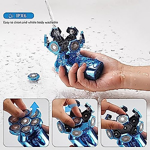 UPTARD Electric Head Shavers for Men, Bald Razor Men,Head Shaver with Nose Hair Sideburns Trimmer, LED,Travle Lock (Blue) 7.17×4.2×4.41 (ht1699)