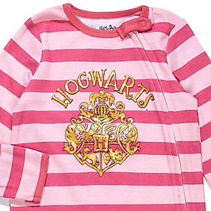 Harry Potter Newborn Baby Boy or Girl Zip Up Sleep N' Play Coverall Headband Burp Cloth and Blanket 4 Piece Outfit Set Pink 0-6 Months