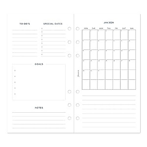 Filofax Calendar Diary Refill, Personal/Compact Size, Week-to-View, Garden Minimal Diary Pack, Multilingual: Five Languages, 2024 (C68492-24)
