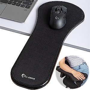 LL-COEUR Arm Support Wrist Rest for Table and Chair, Ergonomic Armrest Desk Extender, Multifunctional Computer Mouse Pad Holder (Black)