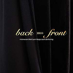 NICETOWN Black Velvet Blackout Curtains, Solid Heavy Matt Rod Pocket Drapes/Window Treatments for Hall, Theater (2 Pieces, 96 inches Long)