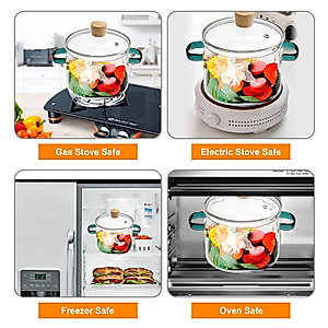 CADUFUELLY Transparent Glass Clear Heat Resistant Cooking Pot with Lid Soup Porridge Pot Glass Cookware Soup Bowl for Kitchen