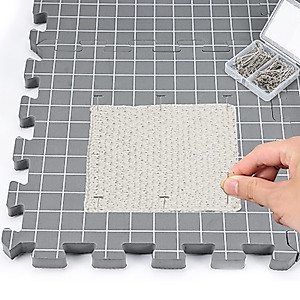 Yrangee Blocking Mats for Knitting,Extra Thick Blocking Boards with Grids for Needlepoint or Crochet,9 Pack Knitting Mats with 150 T-Pins and Storage Bag