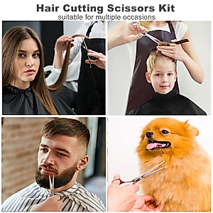 Hair Cutting Scissors Kit,11 Pcs Professional Haircut Scissors Kit with Cutting Scissors,Thinning Scissors,Neck Duster Brush,Comb,Barber Cape,Hair Clips,Hairdressing Shears Set for Barber and Home