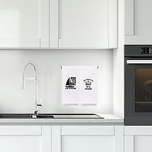 NEGIGA What Happens On The Boat Stays On The Boat Kitchen Towels and Dishcloths Sets 24x16 Inch Set of 2,Boat Compass Decor Decorative Dish Hand Tea Bath Towels for Kitchen Bathroom,Sailors Gifts