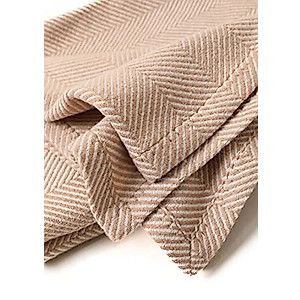 CURATED & COZY 100 Percent Wool Tan and Ivory Soft Herringbone Throw Blanket 53''x69'' (Tan and Ivory), 1HDBKHER003