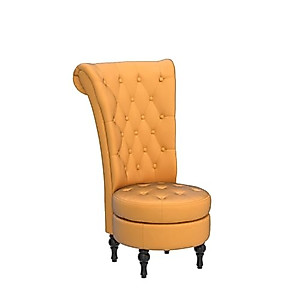 Container Furniture Direct - Mustard Yellow Velvet Accent Chair with Storage and Luxurious Upholstery, Retro Design and Versatile Usage for Livingroom, Bedroom, Lounge and Office