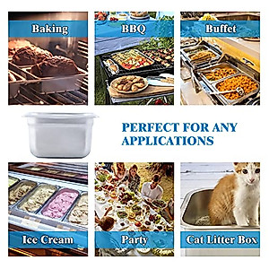 STEELBUS 6 Pack 1/6 Size,4 Inches Deep Steam Table Pan,Anti-Jam Standard GN Hotel Pans,NSF Commercial Stainless Steel Chafing Pans,Catering Storage Metal Food Pans for Restaurant, hotel & home