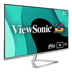 ViewSonic VX3276-2K-MHD 32 Inch Widescreen IPS 1440p Monitor with Ultra-Thin Bezels, HDMI DisplayPort and Mini DisplayPort,Black/Silver