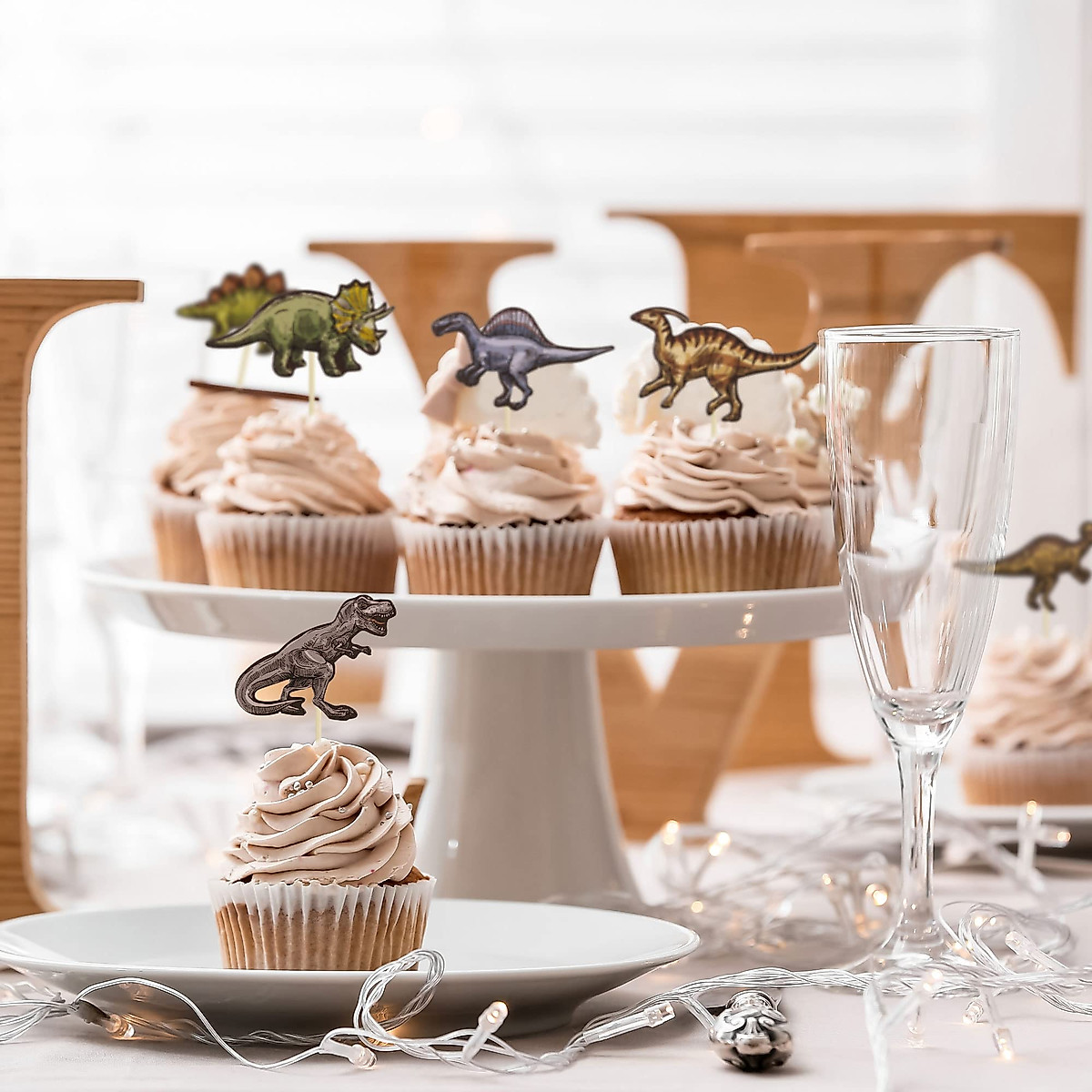 36Pcs Dinosaur Cupcake Toppers Roar Dinosaur Cupcake Picks Dino Cake Decorations for Kids Boys Dinosaur Theme Birthday Babyshower Party Decorations