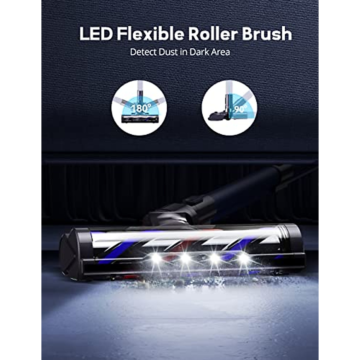 Voweek Cordless Vacuum Cleaner, 250W Powerful Stick Vacuum, 6 in 1 Lightweight Vacuum Cleaner with 3 Modes, LED Display, 40Mins Runtime Handheld Vacuum for Home Pet Hair Car