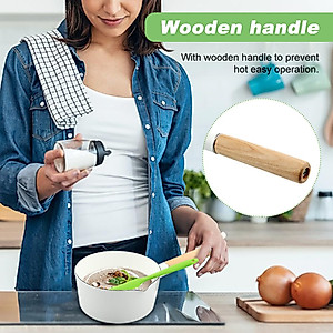 JIANWEI 1L Enamel Milk Pan, Milk Pot Butter Warmer Enamel Saucepan with Silicone Spatula & Pour Spout, Nonstick Enamel Milk Enamel Melting Pot for Induction Electric Gas Stoves(White)