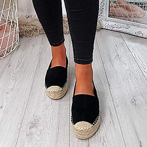 NEARTIME?Women's Platform Shoes, Fashion Grass Weaving Outdoor Slip On Round Toe Casual Flats Boat Shoes