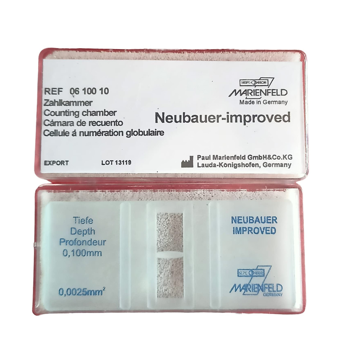 Cell Counting Chamber Brightline 06 100 10 Neubauer Improved MarienfeId lab cellware