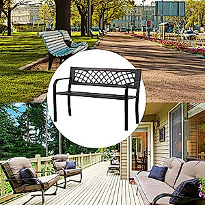 Dkelincs Outdoor Benches Clearance Garden Benches Metal Park Bench for Outside 480bls Bearing Capacity Cast Iron Patio Furniture for Porch Yard Deck Entryway