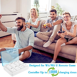 4-in-1 Charging Station for Wii & Wii U Remote Controller, 4 Pcs Rechargeable 2800 mAh Battery Packs with USB Cable Compatible for Wii/Wii U Remote Game Contoller (White)