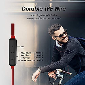 Tecno Wired Earbuds with Microphone for Computer, Earphones Wired with Mic Volume Control，Powerful Bass, High Fidelity, Earphones Compatible with iPhone with 3.5mm Jack-P1
