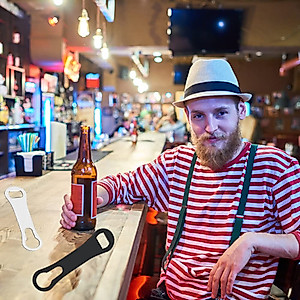 10 Pcs Stainless Steel Flat Bottle Opener Wine Bottle Opener, Bottle Opener for Bar Pour Spout Remover Flat Bar Key Metal Speed Key Opener for Bartenders Home Kitchen(Black, Silver)