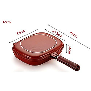 CHUNYU 32cm Double Side Grill Fry Pan Cookware Stainless Steel Double Face Pans Durable Pancake Pan Cookware Kitchen Pot