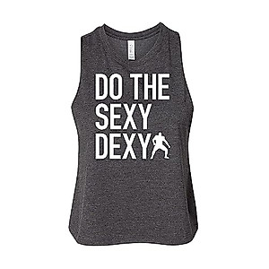 Instant Message - Do The Sexy Dexy - Juniors Cropped Racerback Tank Top - Size Small Heather Charcoal