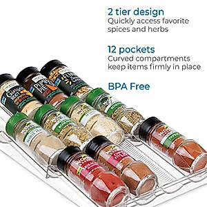 iDesign Linus Spice Rack, Drawer Organizer for Kitchen Storage - Clear