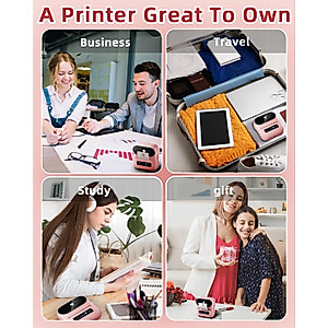 Phomemo Label Printer - M220 Label Maker, Bluetooth Mini Barcode Printer, 3 Inch Wireless Portable Sticker Maker Machine for Mailing, Storage, Address, Clothing, Home, Office,Pink